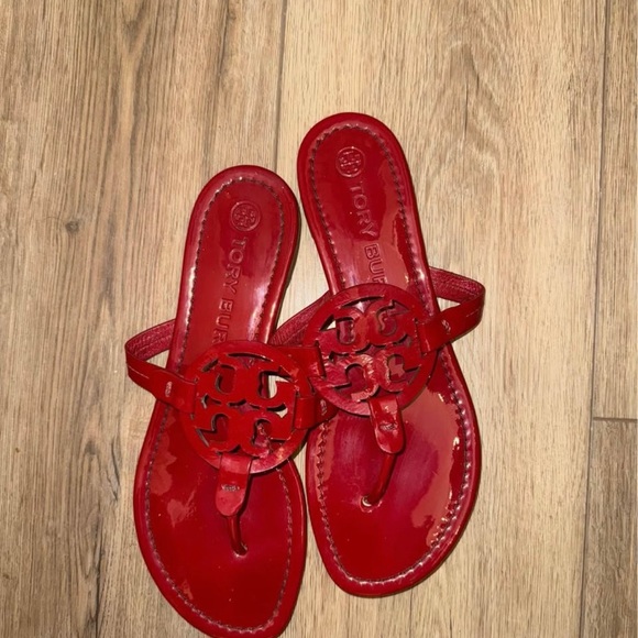 Tory Burch | Shoes | Tory Burch Red Sandals With Medallion Detail Used ...